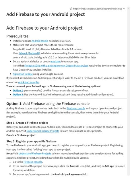 Add Firebase To Your Android Project Evernote Pdf Android