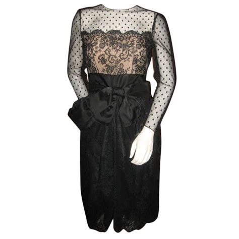 Bill Blass Black Imported Lace Evening Dress Circa 1980s For Sale At