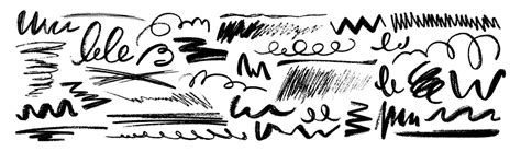 Hand Drawn Charcoal Pencil Squiggles Rough Brush Strokes Scribbles Bold Zigzag Line And