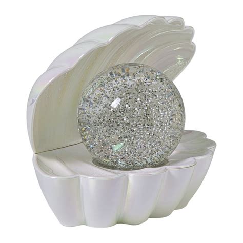 Schelp Met Glitter Parel Wit 17x15x12 Cm Xenos