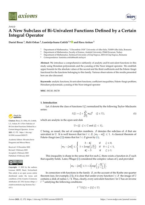 Pdf A New Subclass Of Bi Univalent Functions Defined By A Certain Integral Operator