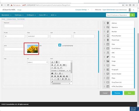 NF Azure Form Builder Image Component Employee Login Appearing Twice Workterra Jira