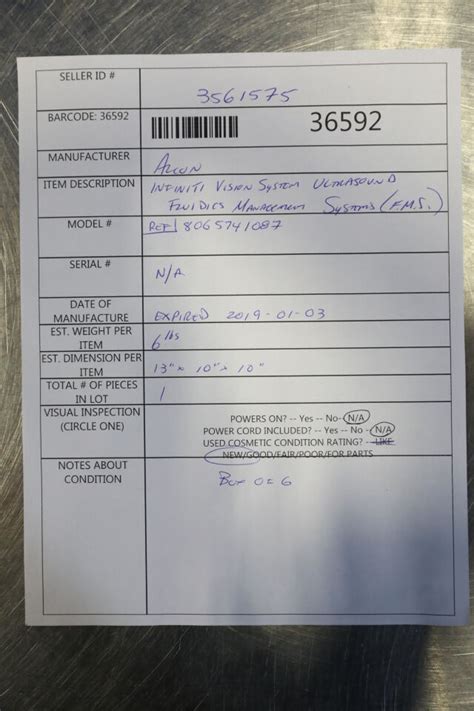 Infiniti Vision System Disposables General Auction