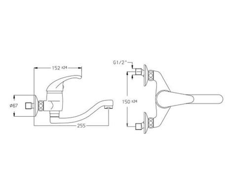 ברז מהקיר סוללה לכיור מטבח פיה תחתונה ארוכה כרום ניקל 900520 סדרת רותם חמת Hamat