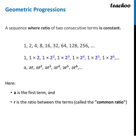 Geometric Progressions Formula Examples With Video Class 9 Math