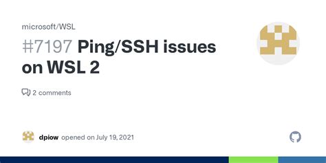 Ping Ssh Issues On Wsl Issue Microsoft Wsl Github