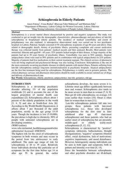 Pdf Schizophrenia In Elderly Patients