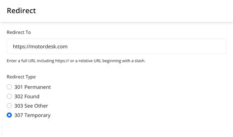 Redirect Website Modules Documentation Motordesk Help