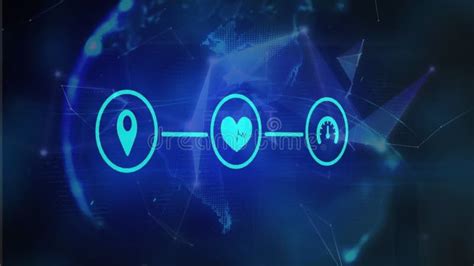 Animation Of Network Of Digital Icons Over Globe Of Plexus Networks