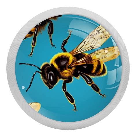 Sky Bees Pattern 4pcs Cabinet Knobs Pulls Fluorescent Drawer Handle