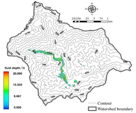 A Typical Numerical Simulation Result For A Debris Flow Event The