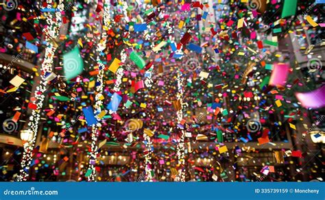 A Large Group Of Colorful Confetti Falling From The Ceiling In A Vibrant Display Stock Image