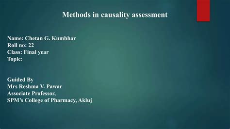 Methods In Causality Assessment Pptx