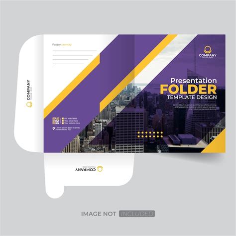 Premium Vector A Purple And Yellow Color File Folder Template Stationery Design