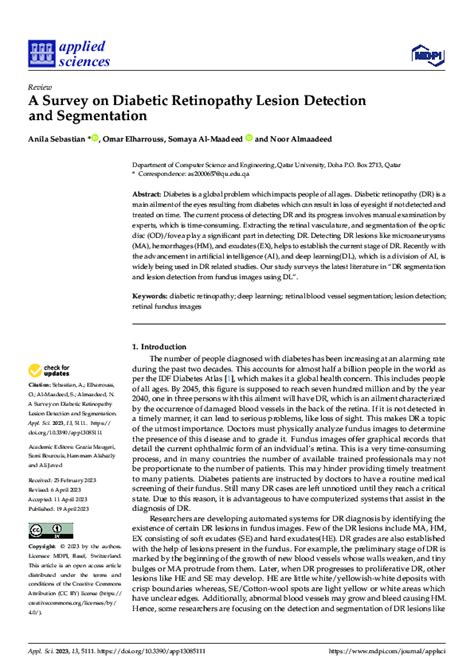 Pdf A Survey On Diabetic Retinopathy Lesion Detection And Segmentation