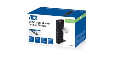 ACT Connectivity USB C Of USB A Dual Monitor Docking Station Zwart