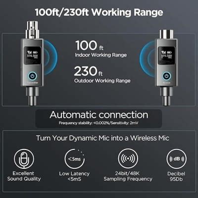 Wireless XLR Transmitter Receiver Wired To Wireless Mic XLR Reverb