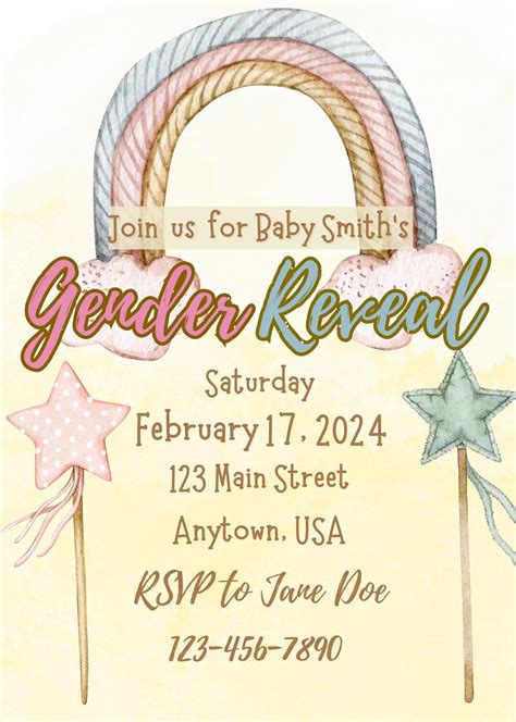 Gender Reveal Digital Invitation Template Etsy