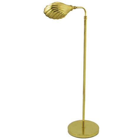 Brass Shell Shade Reading Floor Lamp At 1stdibs Brass Shell Floor Lamp Brass Shell Lamp