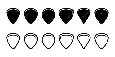 Premium Vector Set Of Guitar Pick Vector Icons Black Silhouette With Guitar Pick Musical