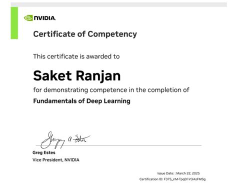 Deeplearning Ai Nvidia Machinelearning Artificialintelligence Saket Ranjan