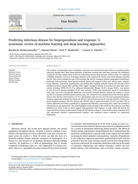 Pdf Predicting Infectious Disease For Biopreparedness And Response A Systematic Review Of