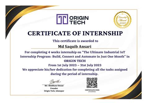 md saquib ansari on linkedin iot internship origintech