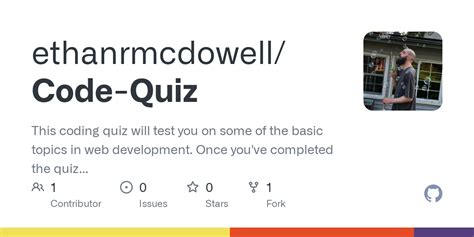 GitHub Ethanrmcdowell Code Quiz This Coding Quiz Will Test You On Some Of The Basic Topics In