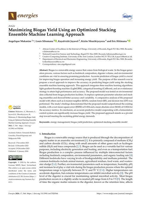 Pdf Maximizing Biogas Yield Using An Optimized Stacking Ensemble