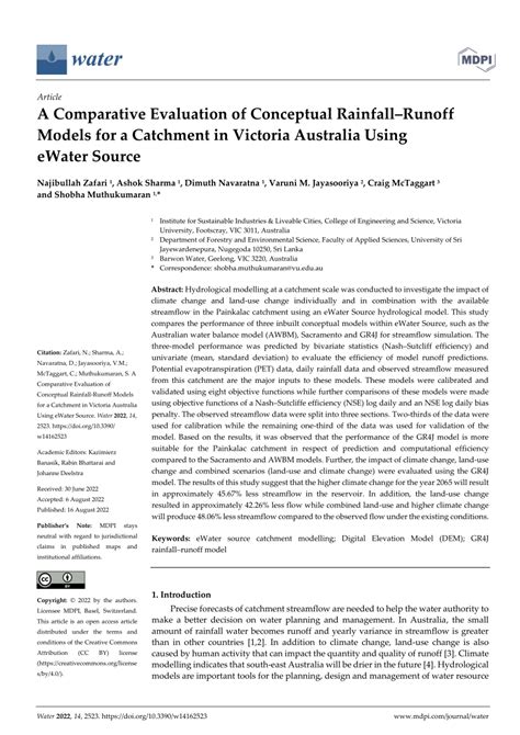 Pdf A Comparative Evaluation Of Conceptual Rainfall Runoff Models For A Catchment In Victoria