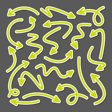 Premium Vector Colorful Hand Drawn Arrow Stickers Set Green Pointers