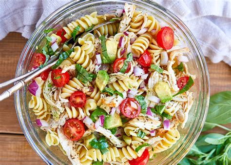 Healthy Chicken Pasta Salad Recipe Chicken Pasta Salad And Avocado