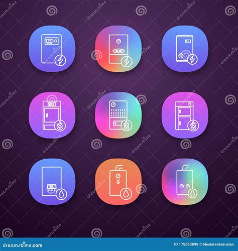 Heating App Icons Set Stock Vector Illustration Of Appliance 175563898