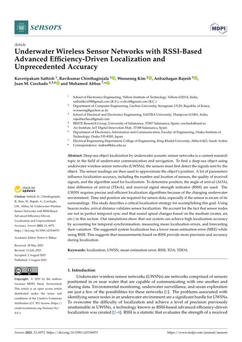 Pdf Underwater Wireless Sensor Networks With Rssi Based Advanced