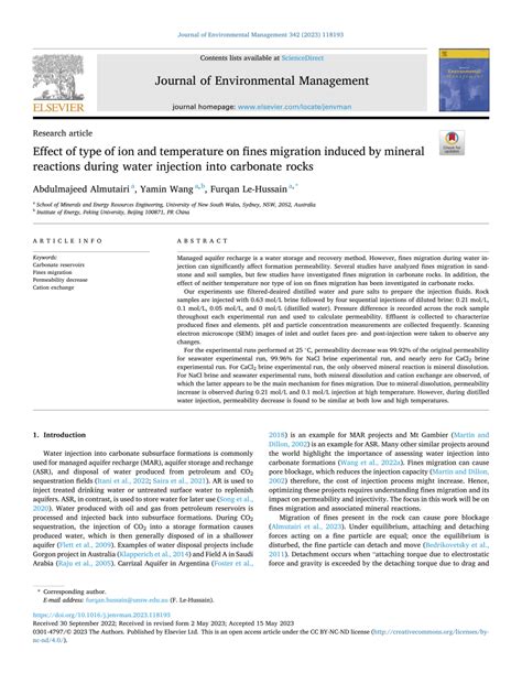 Pdf Effect Of Type Of Ion And Temperature On Fines Migration Induced