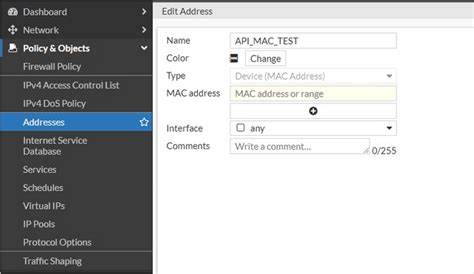 Creating A Mac Address Object Using Api Rfortinet