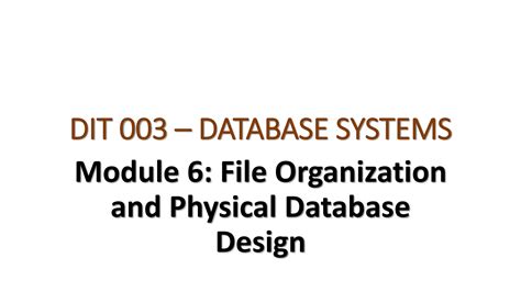 Solution Module 6 File Organization And Physical Database Design