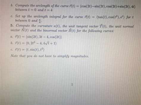 solved compute the arclength of the curve r vector t