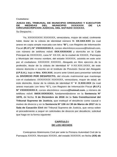 5 Libelo Divorcio Desafecto Pdf Divorcio Matrimonio
