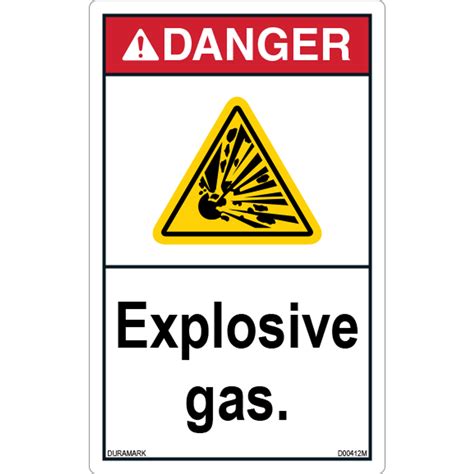 Ansi Safety Label Danger Explosive Gas Vertical