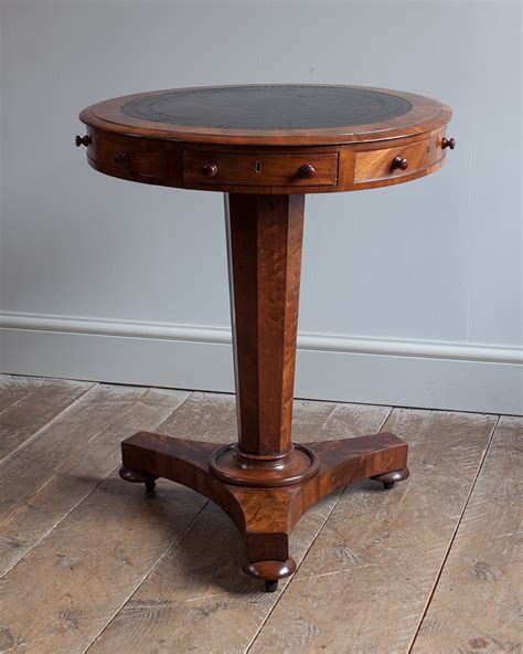 Small Antique Drum Table Rent Table Leather Top Round Table Tripod Tables Antique