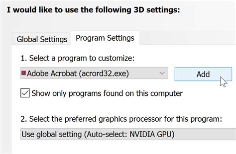 setup the preferred gpu with nvidia control panel