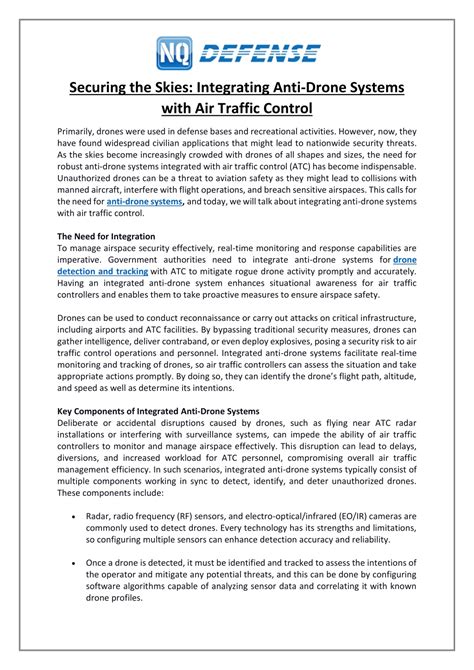 Ppt Securing The Skies Integrating Anti Drone Systems With Air Traffic Control Powerpoint