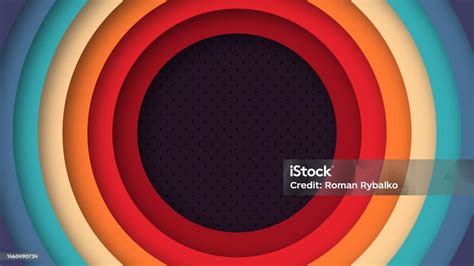 추상적 인 1970 년대 1960 년대와 1950 년대 배경 디자인은 복고풍 스타일의 천공이있는 원 형태입니다 그림 텍스트 공간을 복사합니다 0명에 대한 스톡 벡터 아트 및