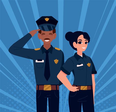 Profesiones De Policía Y Mujer 10807475 Vector En Vecteezy