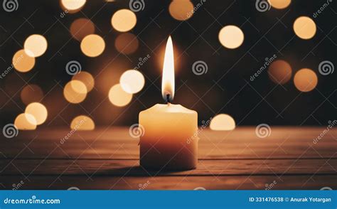 Single Candle Flame On Horizontal Black Background Stock Illustration
