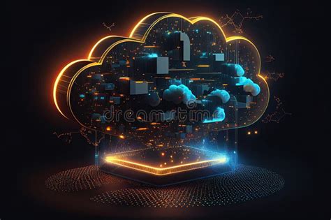 cloud compution on data server cloud technology stock illustration