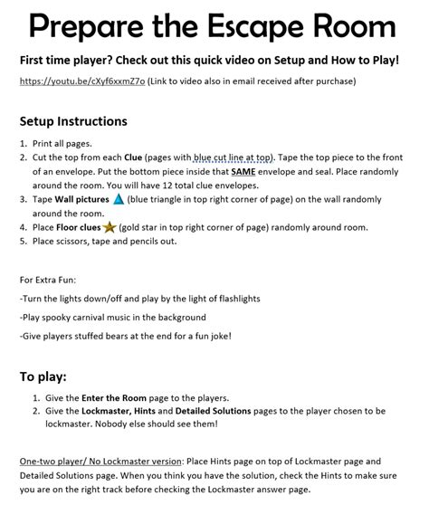 Escape Room Game Fright At The Fairground Printable Party Kit For Adults Teens And Families