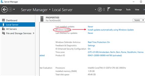post os installation configure the properties of windows server