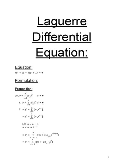 Associated Laguerre Differential Equation Pdf Ordinary Differential